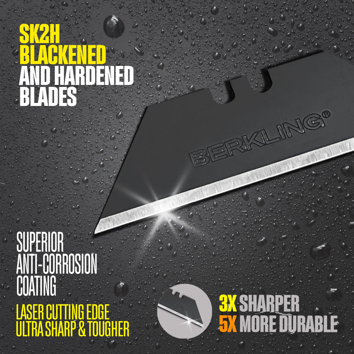 Berkling 50-Pack Utility Knife Blades - 3X Sharper, 5X More Durable