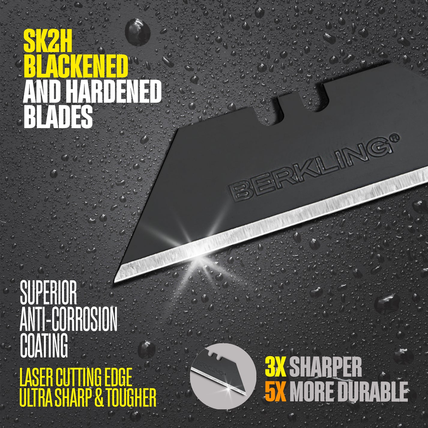 Berkling 50-Pack Utility Knife Blades - 3X Sharper, 5X More Durable