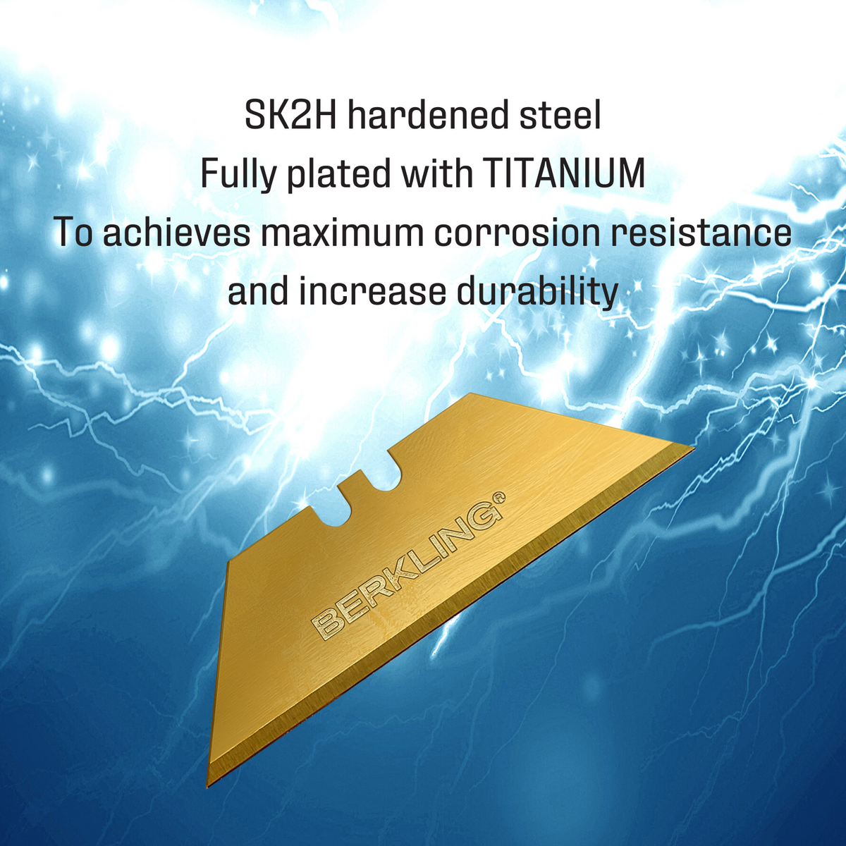 Berkling Titanium Plated SK2H Utility Knife Blades 50-Pack With Dispen
