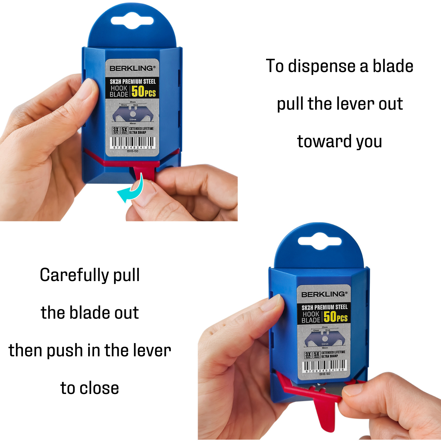 Berkling SK2H Hook Utility Knife Blades 50-Pack | 3X Sharper & 5X More ...